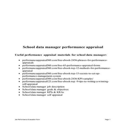 School data manager performance appraisal | DOCX