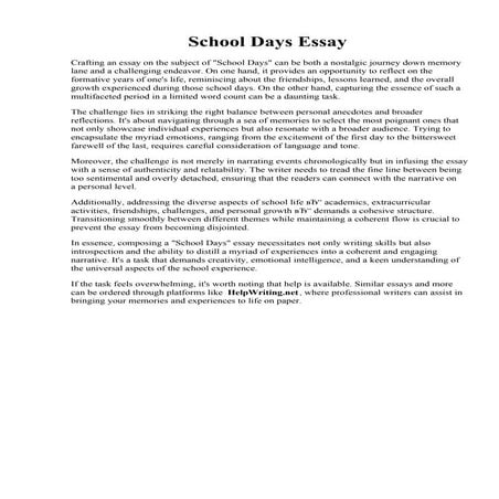 School Days Essay | PDF