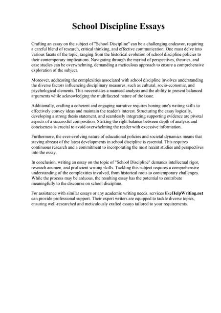 Discipline In School Essay.pdf | Education