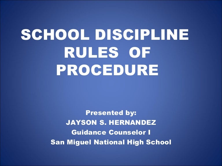 School discipline rules of procedure