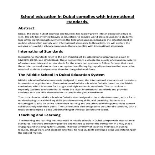 "Comparison of Grading Systems: India vs Dubai" | PDF