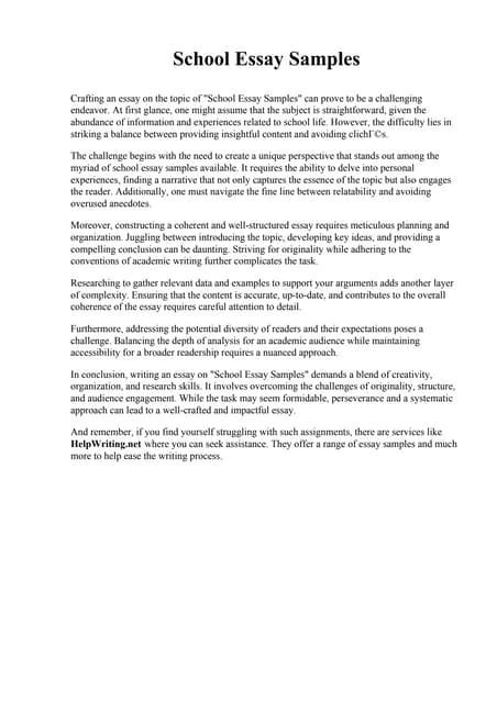 High School Essay Sample.pdf | Homework and Study | Education