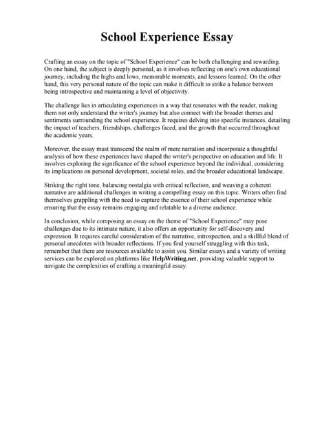 Essay My First Day In School | PDF