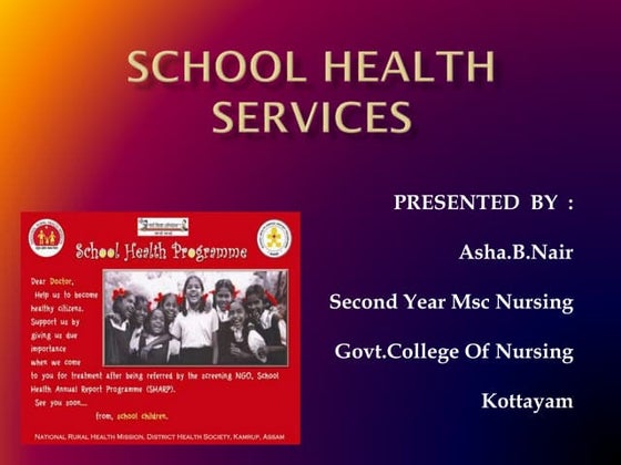 School health service ppt | PPTX | Children\'s Health | Healthy Living