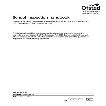 School inspection handbook from september 2012 | PDF