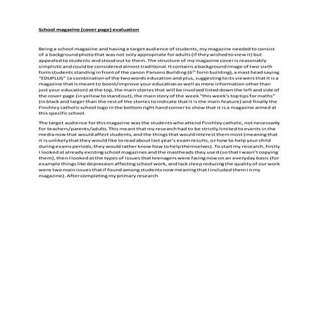 School magazine evaluation write up | DOCX