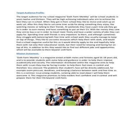 Target Audience Profile and Mission Statement | DOCX | Educational ...