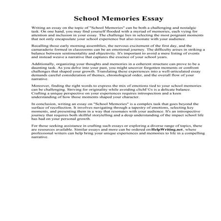 School Memories Essay. Beachcomber Inn Hotel Accommodation Picton - High school memories essay | PDF