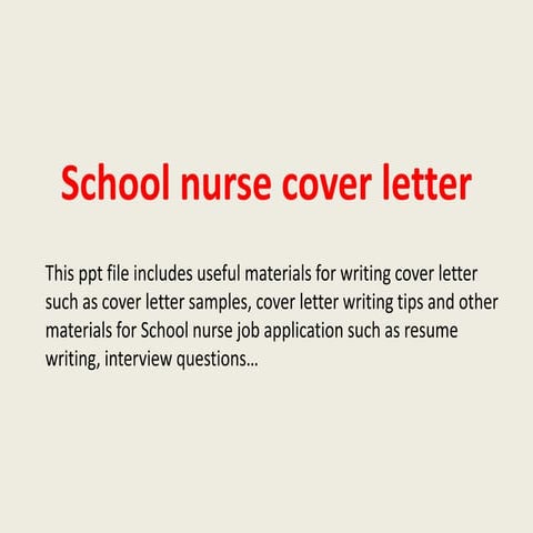 School nurse cover letter | PPTX