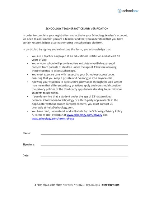 Schoology verification-consent-form | PDF