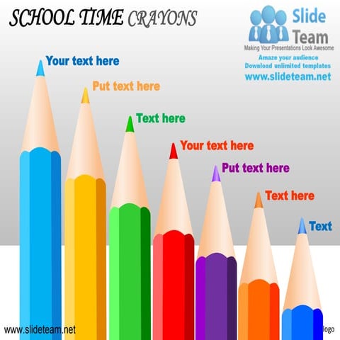 School pencils colorful children time crayons powerpoint ppt slides. | PDF