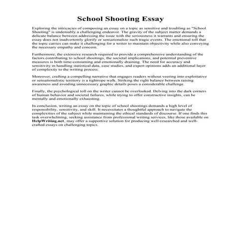 School Shooting Essay. PDF SPECIFICS AND DETAILS ON ENDING SCHOOL ...