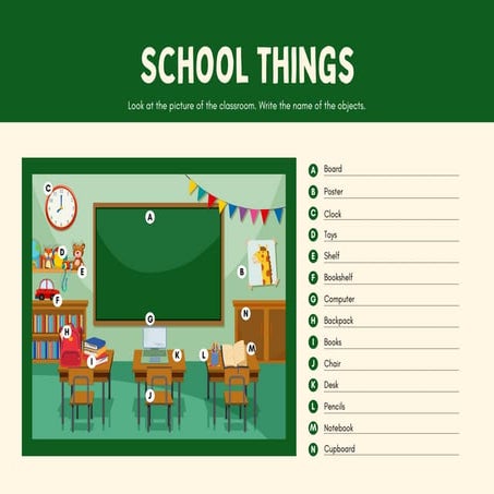 School things worksheet for junior high school | PDF