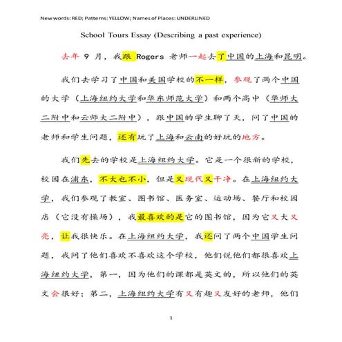 School Tours Essay | DOCX