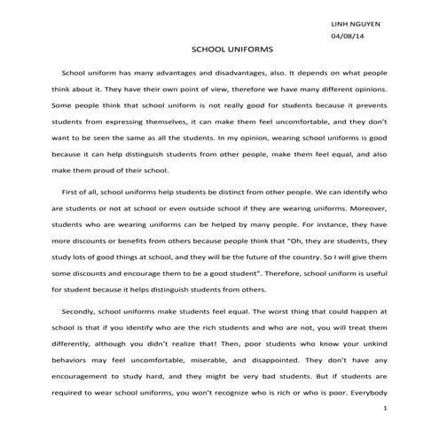 School uniforms essay | DOCX