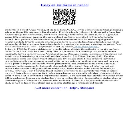 School Uniforms Essay | PDF