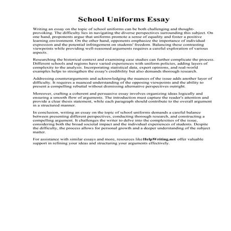 School Uniforms Essay | PDF