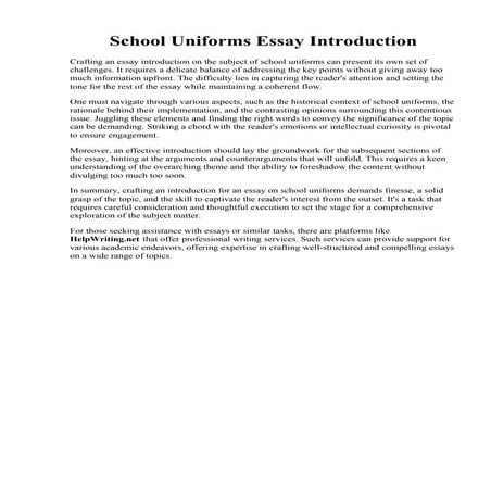 School Uniforms Essay Introduction | PDF