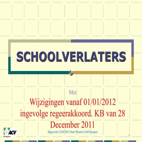 Schoolverlaters wijzigingen vanaf 01012012 versie 5 rwo beerse | PPT
