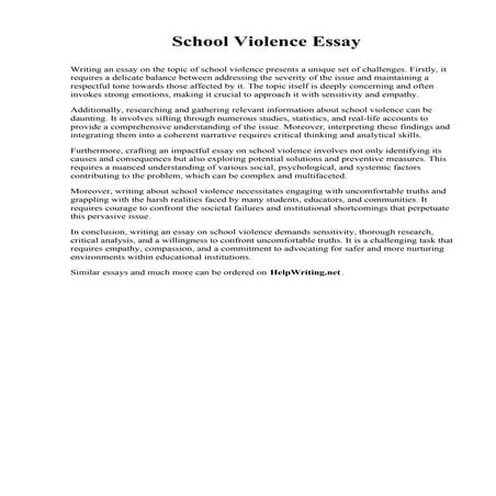 School Violence Essay | PDF
