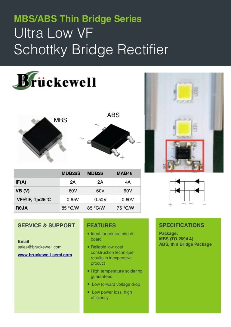 Schottky bridge rectifier on LED Application