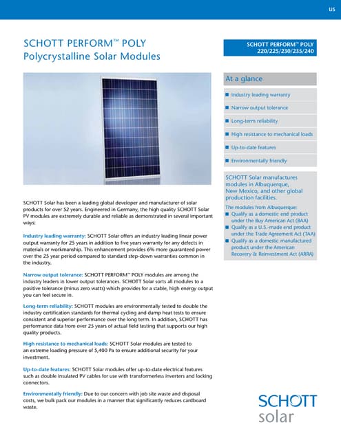 Silicon Energy Cascade Series Photovoltaic Module Specification Sheet | PDF