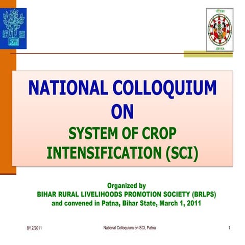 1164 National Colloquiu on System of Crop Intensification (SCI) | PPTX