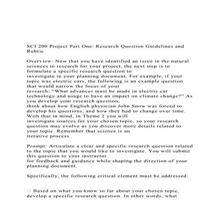 SCI 200 Project Part One Research Question Guidelines and R.docx