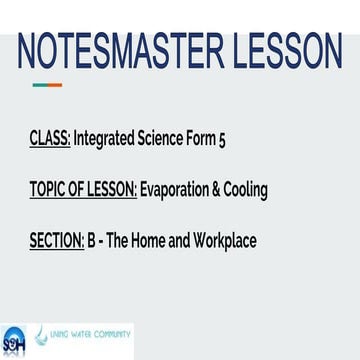 Sci5 lesson evaporation cooling | PPTX