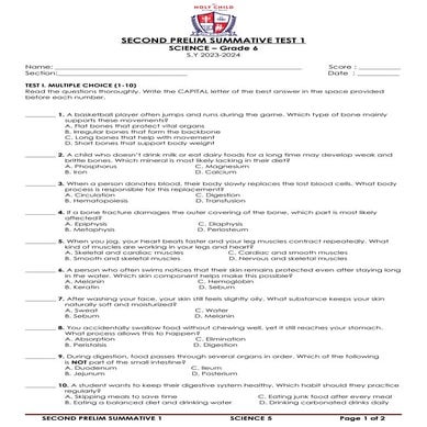 Science 6 Second prelim Summative Tests 2 | DOCX