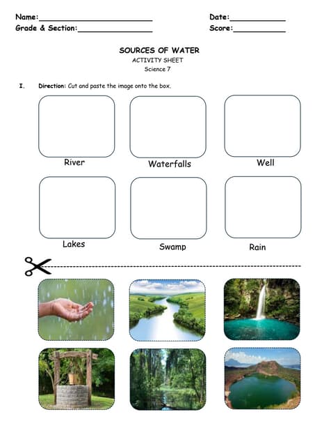 science 7 q4_water sources activity sheet #2 | PDF