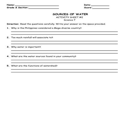 science 7 q4_water sources activity sheet #2 | PDF