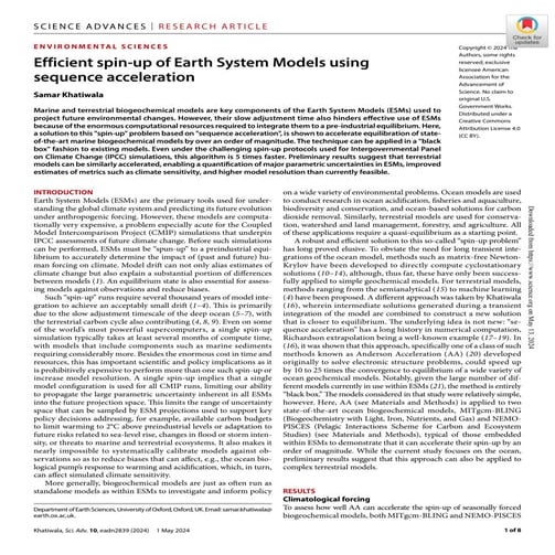 Efficient spin-up of Earth System Models usingsequence acceleration | PDF | Free Download