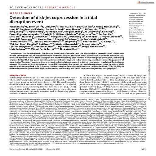 Detection of disk-jet coprecession in a tidaldisruption event | PDF