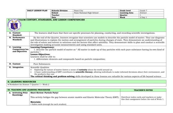The states of matter lesson plan | PDF