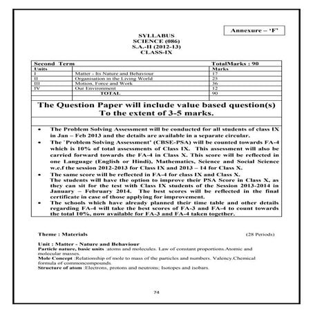 Science class-ix-summative-assessment-ii-2012-13 | PDF