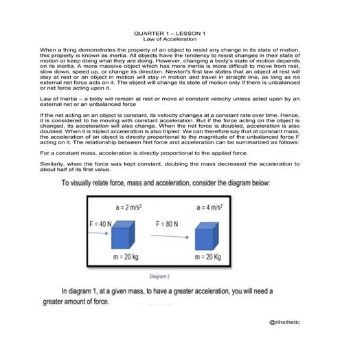 Powerpoint presentation about law of acceleration | PPTX