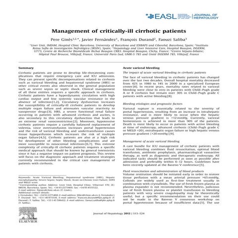 Management of critically-ill cirrhotic patients | PDF
