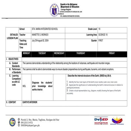 science 10 Daily Lesson Log Quarter 1 (week1)docx | DOCX