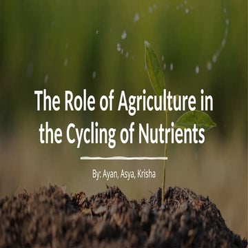 Role of agriculture in cycling nutrients | PPTX