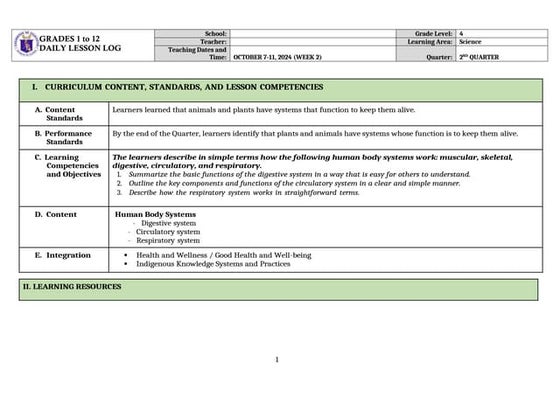 Detailed Lesson Plan in Science and Health grade 3 | DOCX