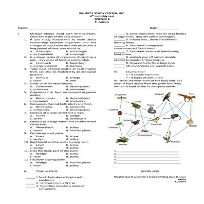 4th monthly Science 6 | DOCX | Biological Sciences | Science