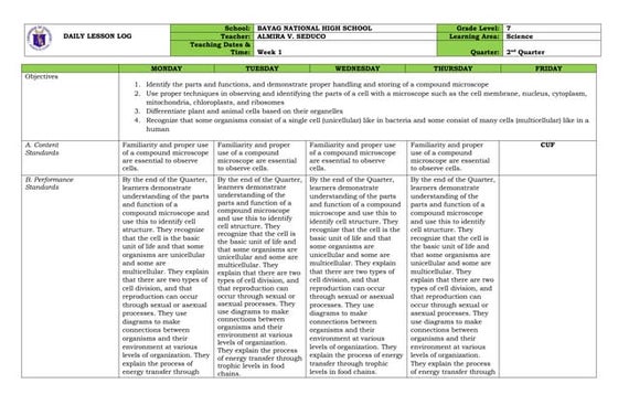 sci 7 q2 1 Identify the parts and functions, and demonstrate proper ...