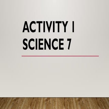 Science Activity Chapter 1, week and two | PPTX
