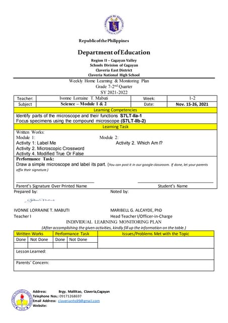 Science activity sheet w5 w6 | PDF