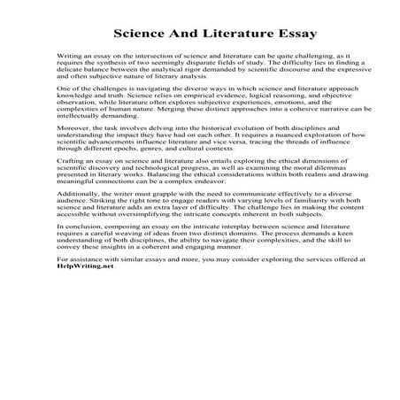Science And Literature Essay. The University of Texas Health Science ...