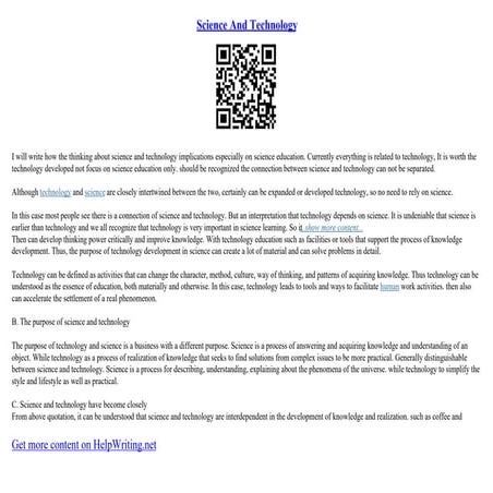 Science And Technology Essays | PDF