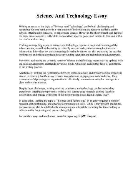 Essay On New Technology | PDF