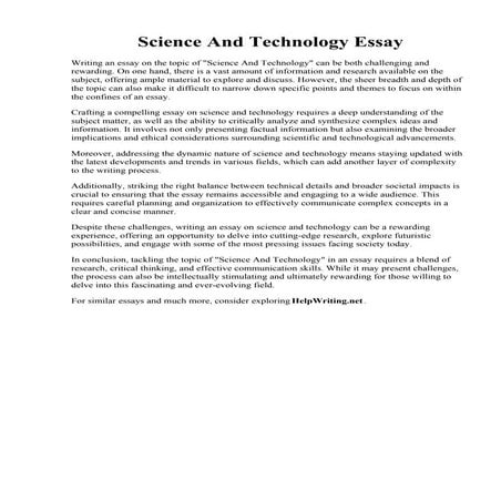 Science And Technology Essay | PDF