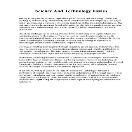 Science And Technology Essays. Medaille University | PDF
